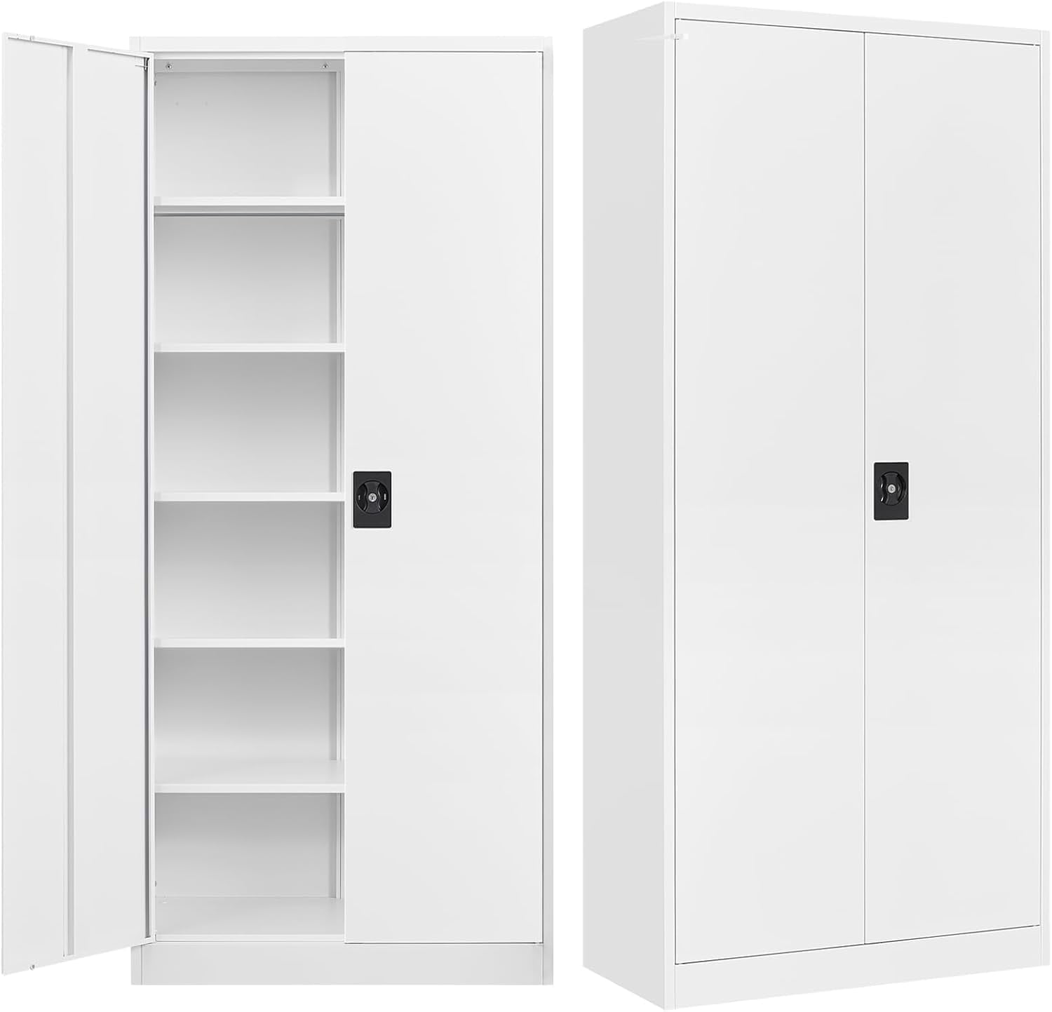 MIIIKO Lockable Storage Cabinet, Small Metal Garage Cabinet with Doors ...