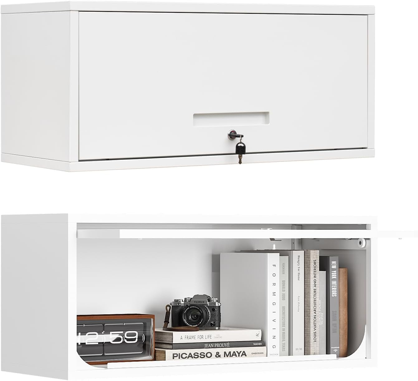 MIIIKO Lockable Storage Cabinet, Small Metal Garage Cabinet with Doors ...