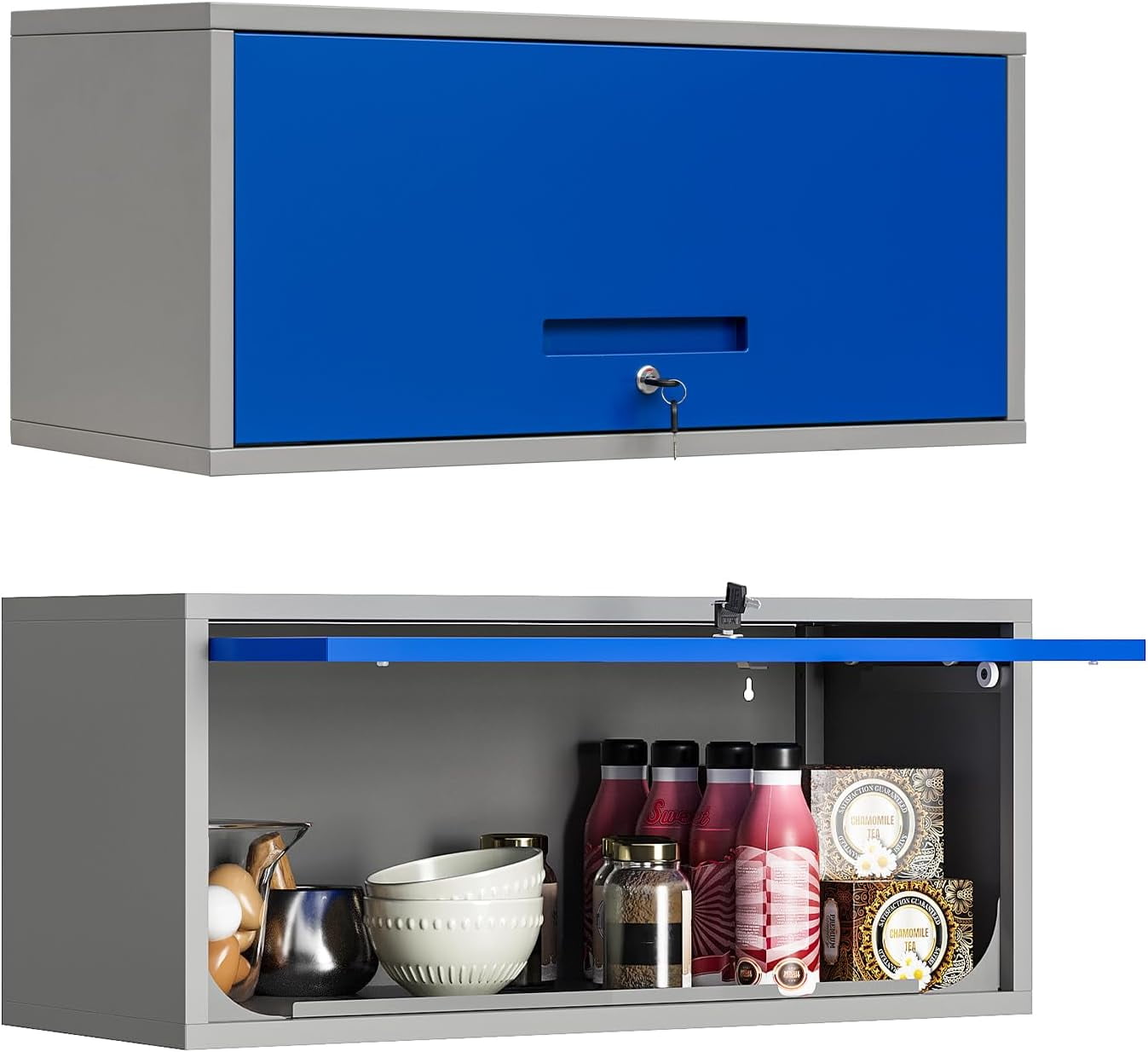 MIIIKO Lockable Storage Cabinet, Small Metal Garage Cabinet with Doors ...