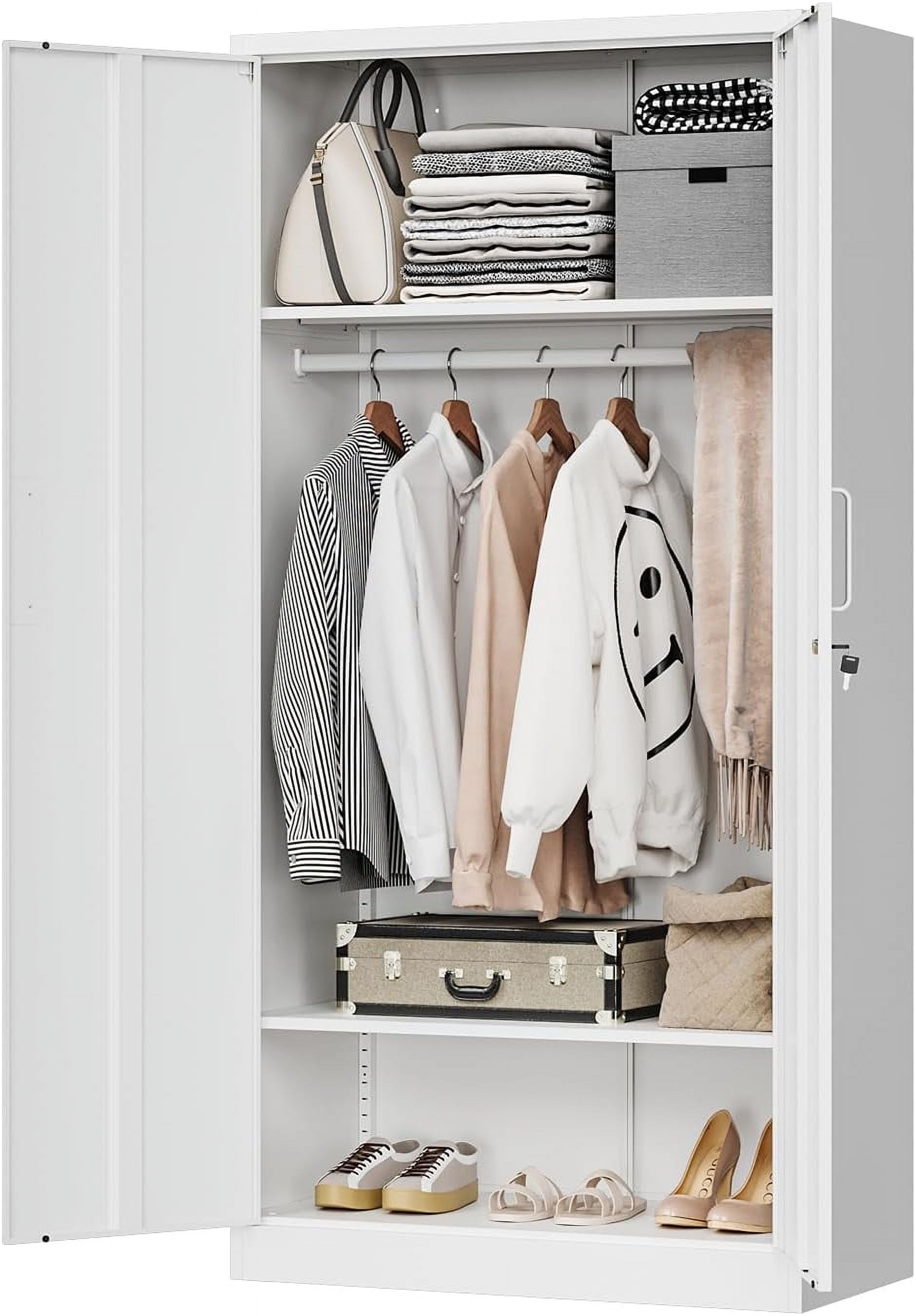 MIIIKO Metal Clothing Storage Locker, Steel Wardrobe Cabinets with ...