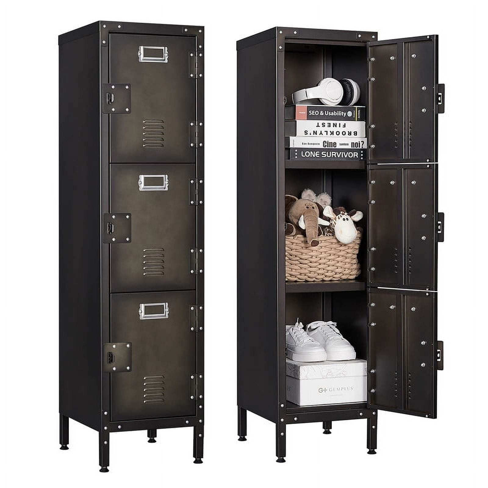 MIIIKO Metal Locker Cabinet, Industrial Storage Locker with Lockable ...