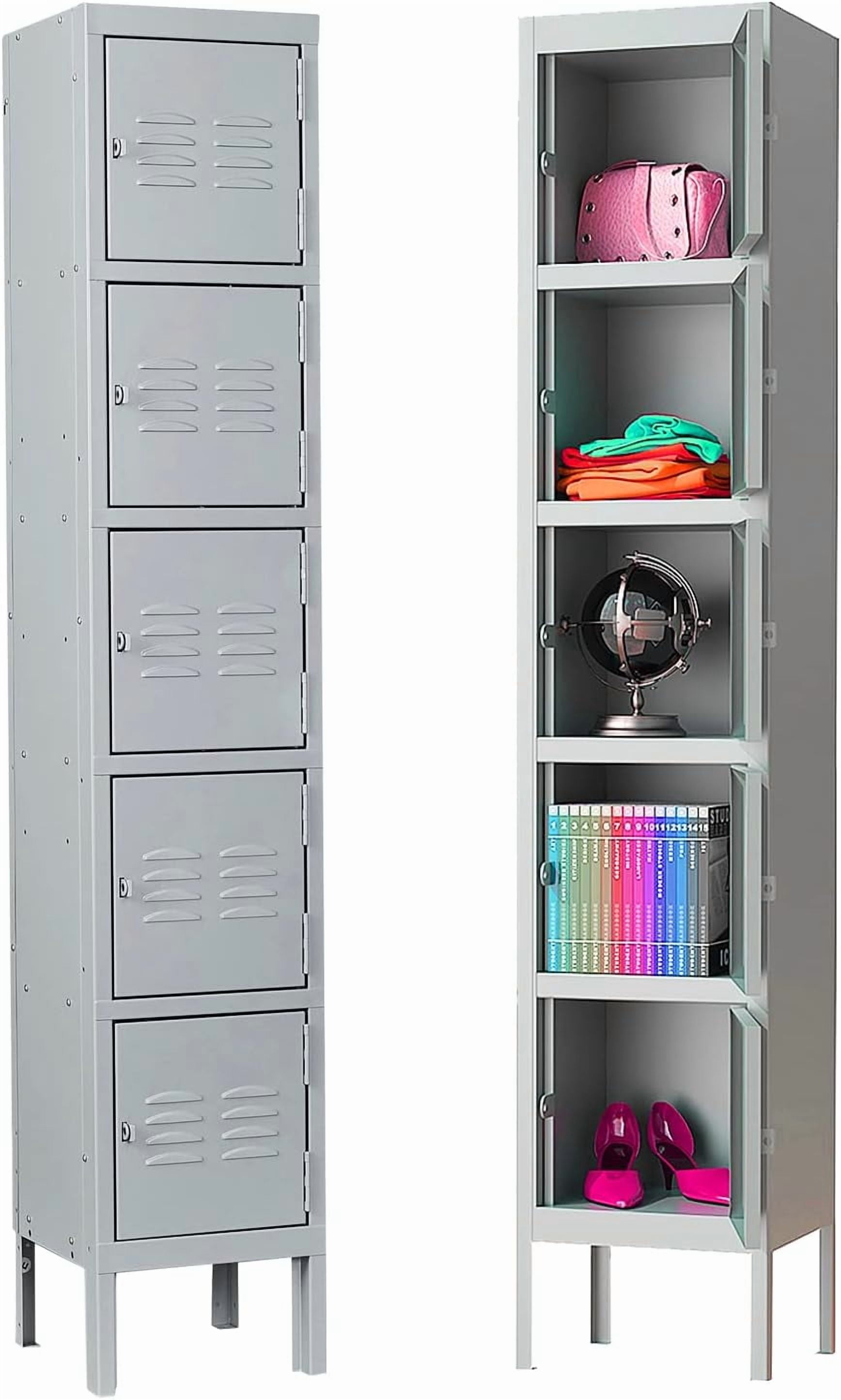 MIIIKO Metal Locker for Employees, 5 Tier Storage Shelves Cabinet ...
