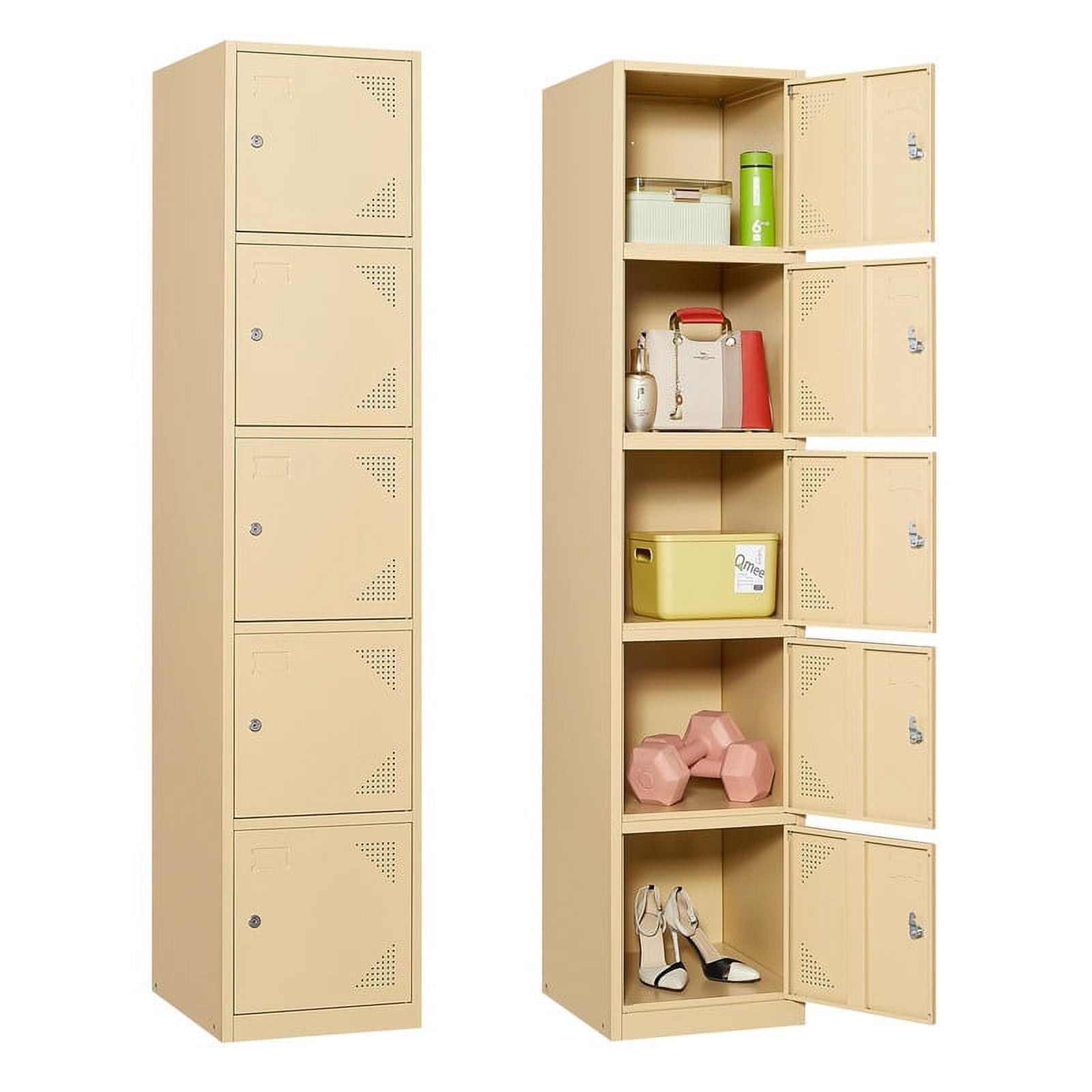 MIIIKO Metal Locker Steel Storage Cabinet with 5 Doors for Office ...