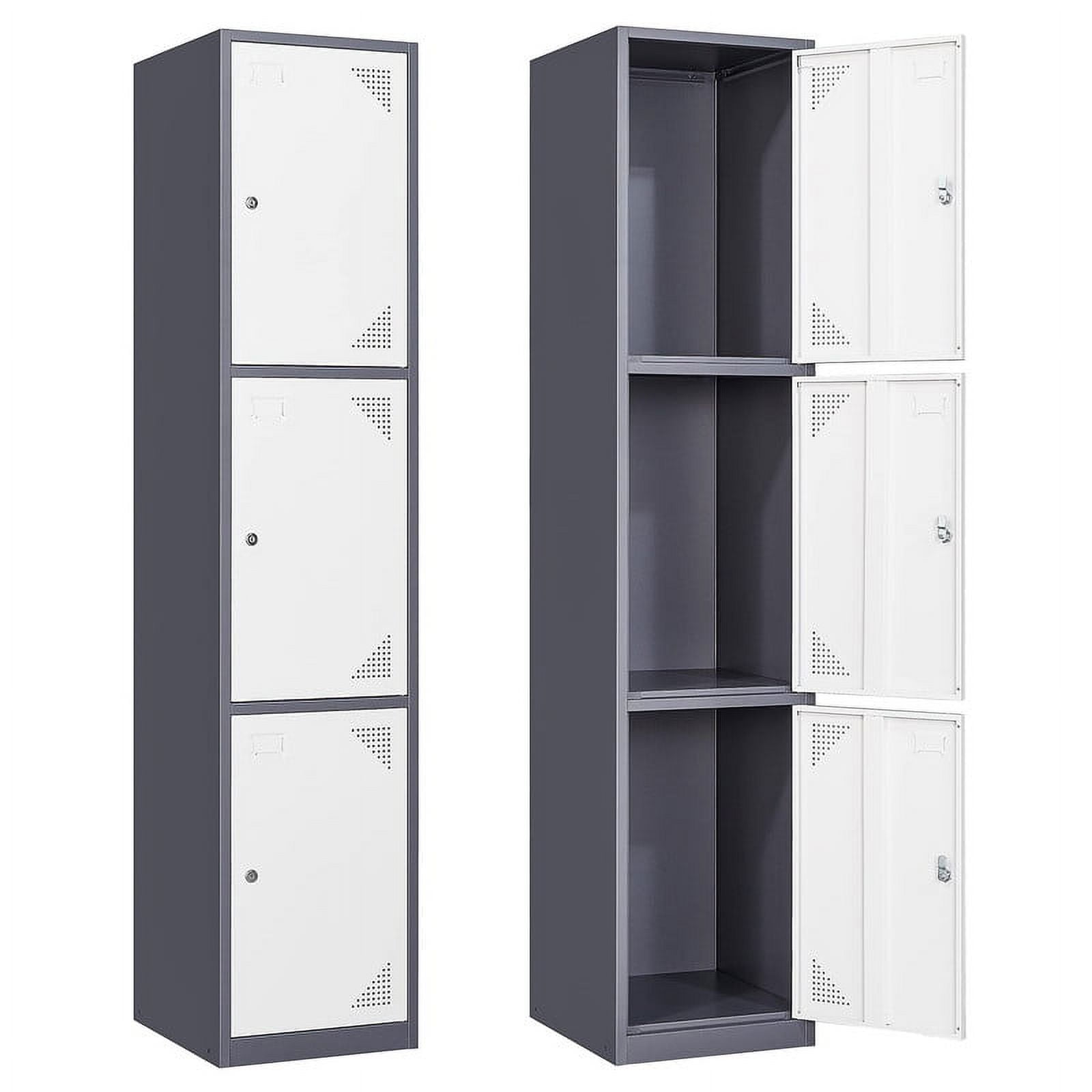 "MIIIKO 71"" Tall Metal Locker for Dorm, Gym, School, Office, 3 Door ...