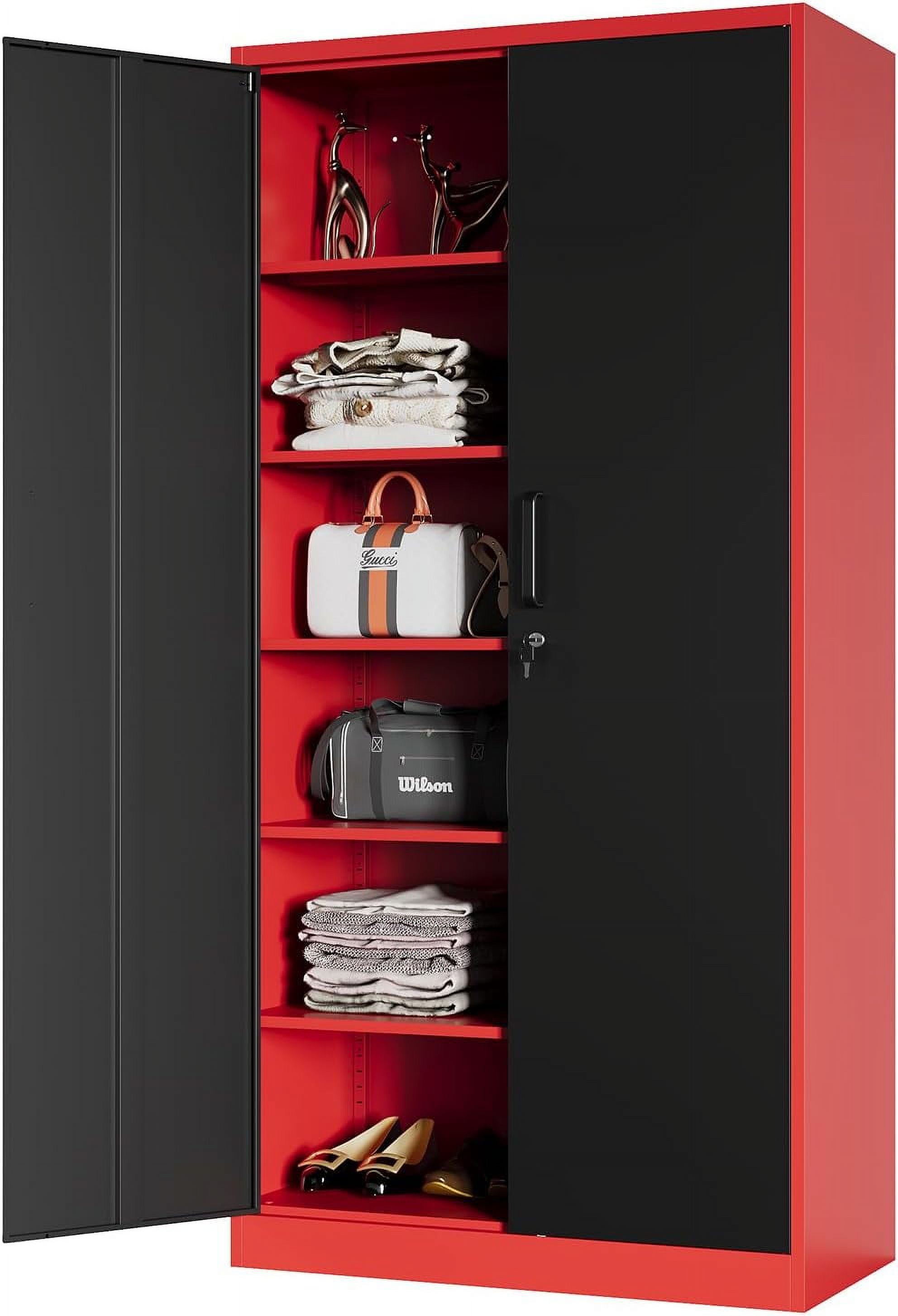 MIIIKO Metal Storage Cabinet with Locking Doors, 72" Tall Steel ...