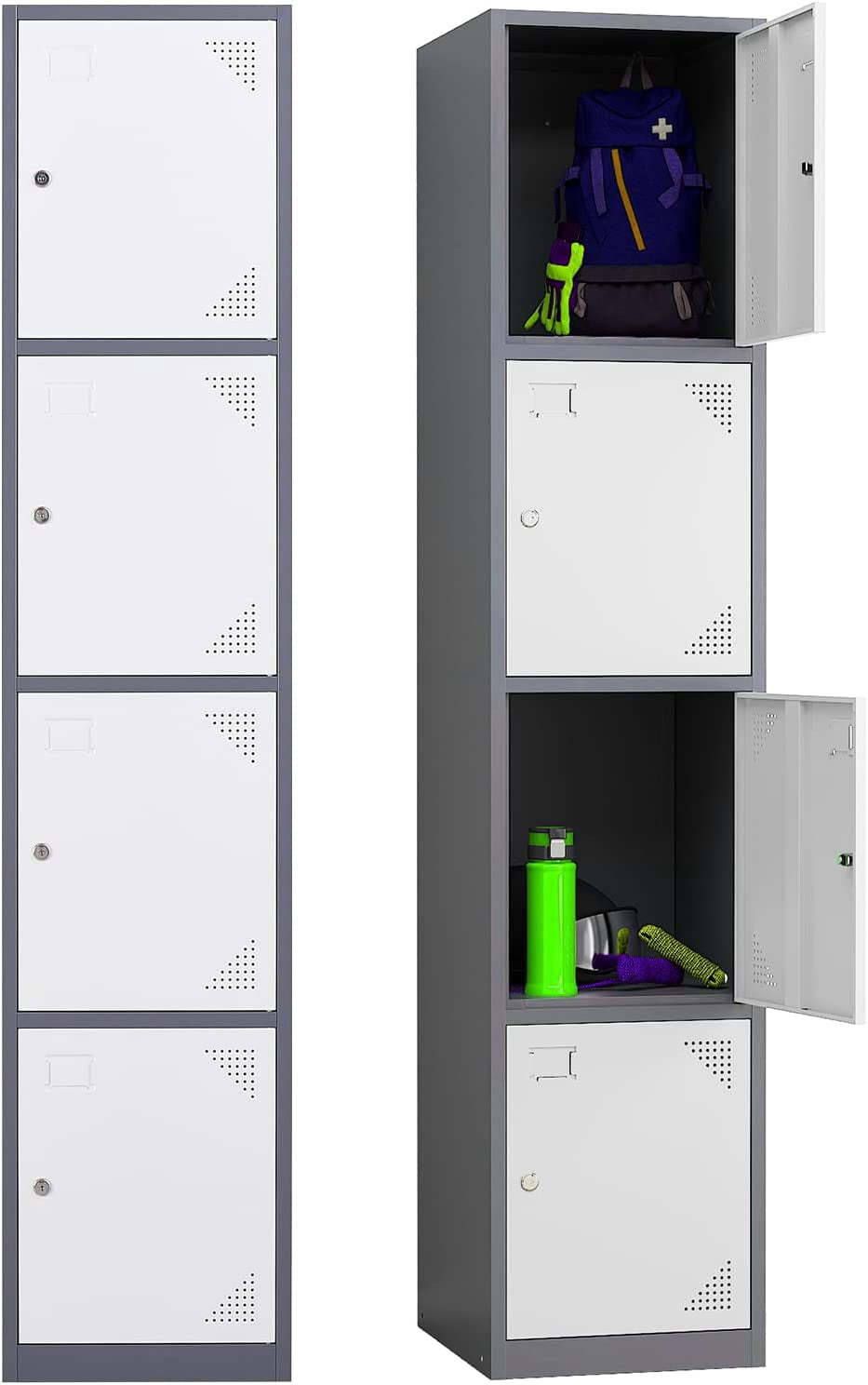 MIIIKO Metal Storage Lockers, 4 Door Large Locker for Employees, School ...