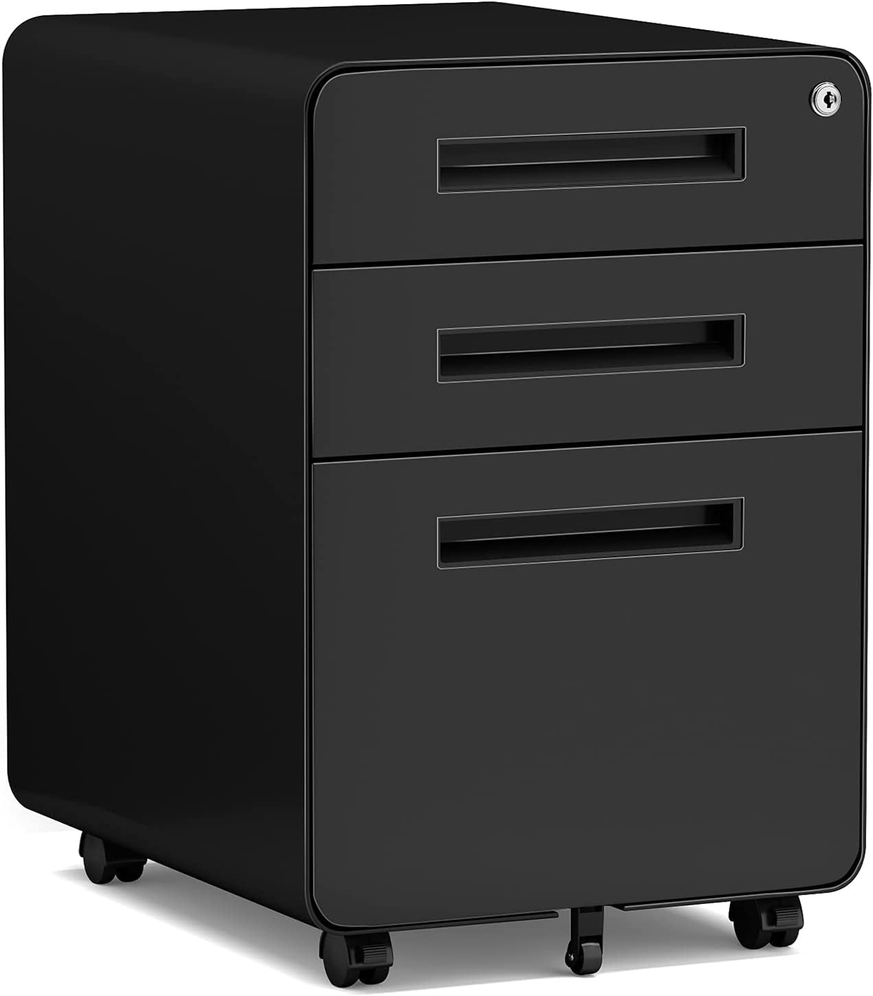 MIIIKO Mobile Filing Cabinet 3 Drawer, Rolling Small File Cabinet with ...