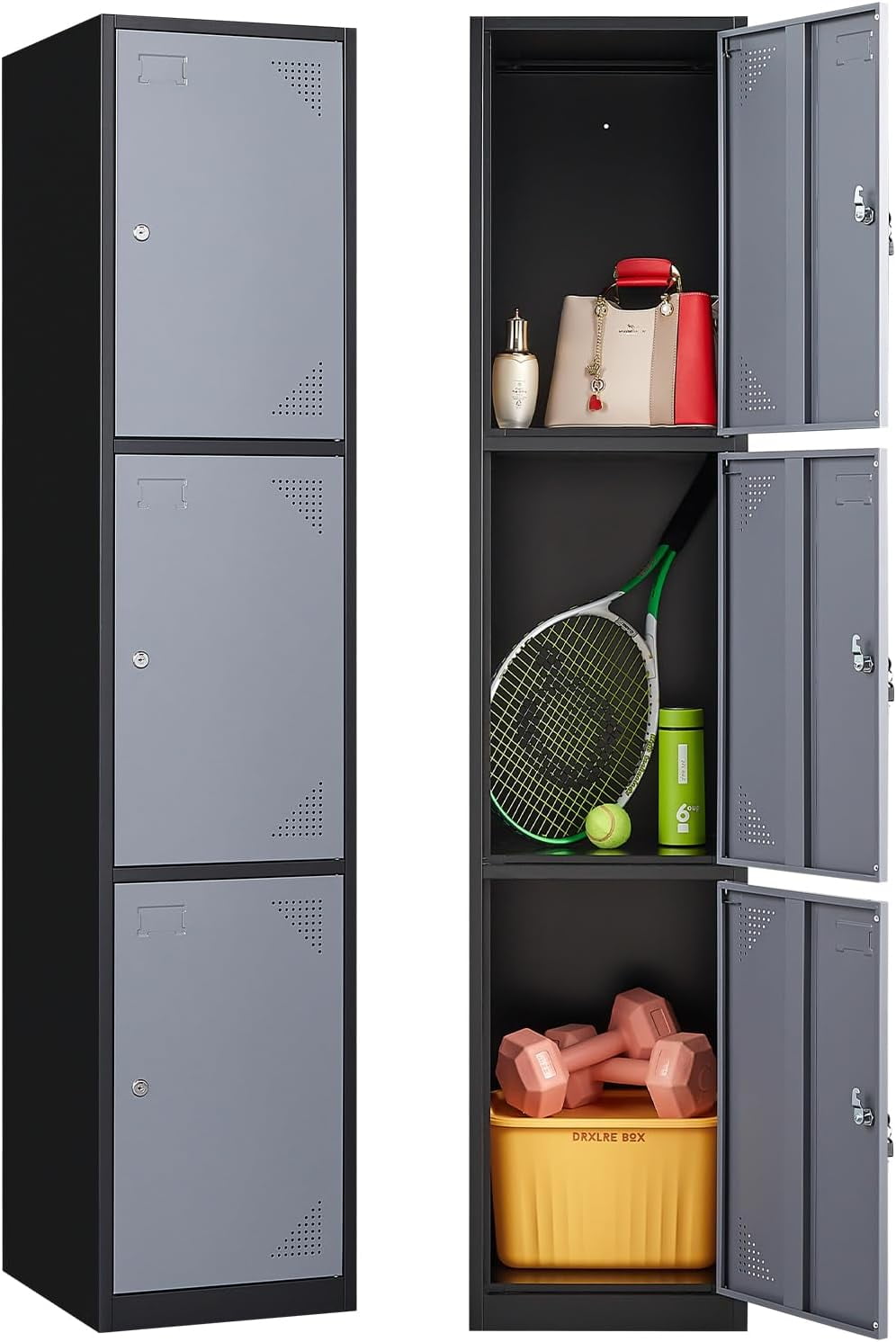 MIIIKO Metal Storage Locker 3 Shelves, Employee Lockers for School ...