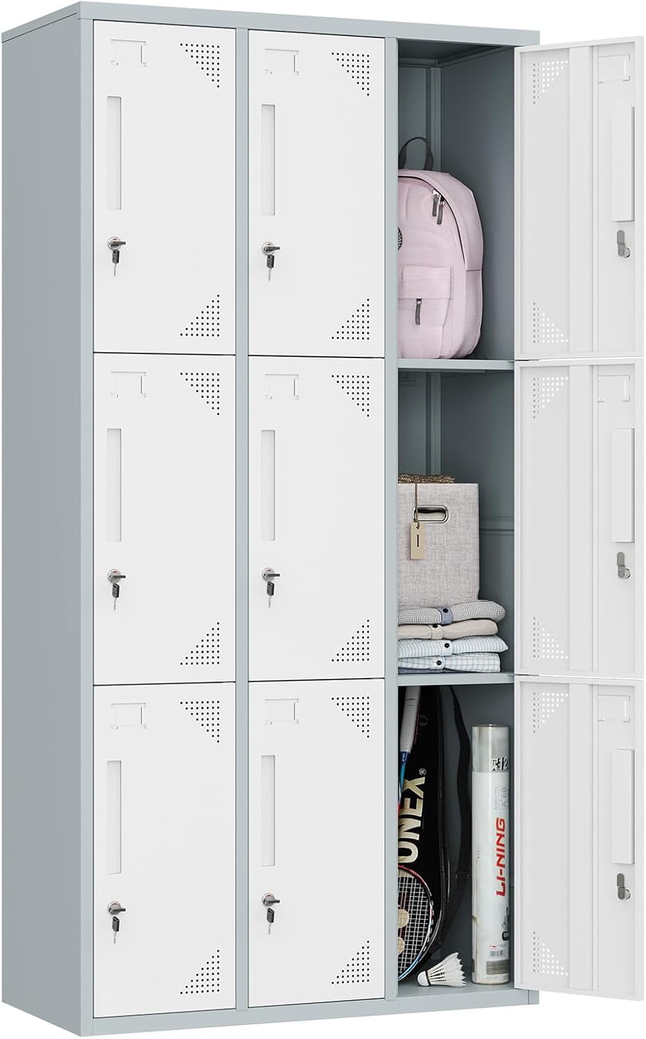 MIIIKO Storage Locker 6 Tier Shelves, 6 Doors Locking Employee Lockers ...