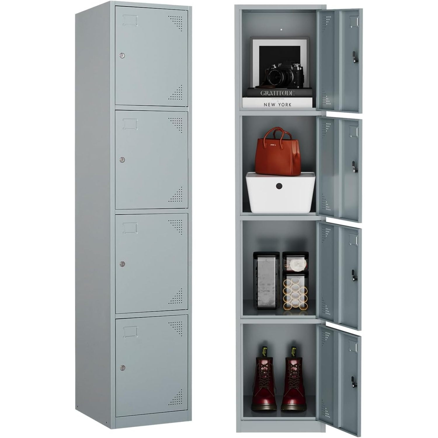MIIIKO Storage Lockers, 4 Doors Metal Locker with Keys, for Employees ...