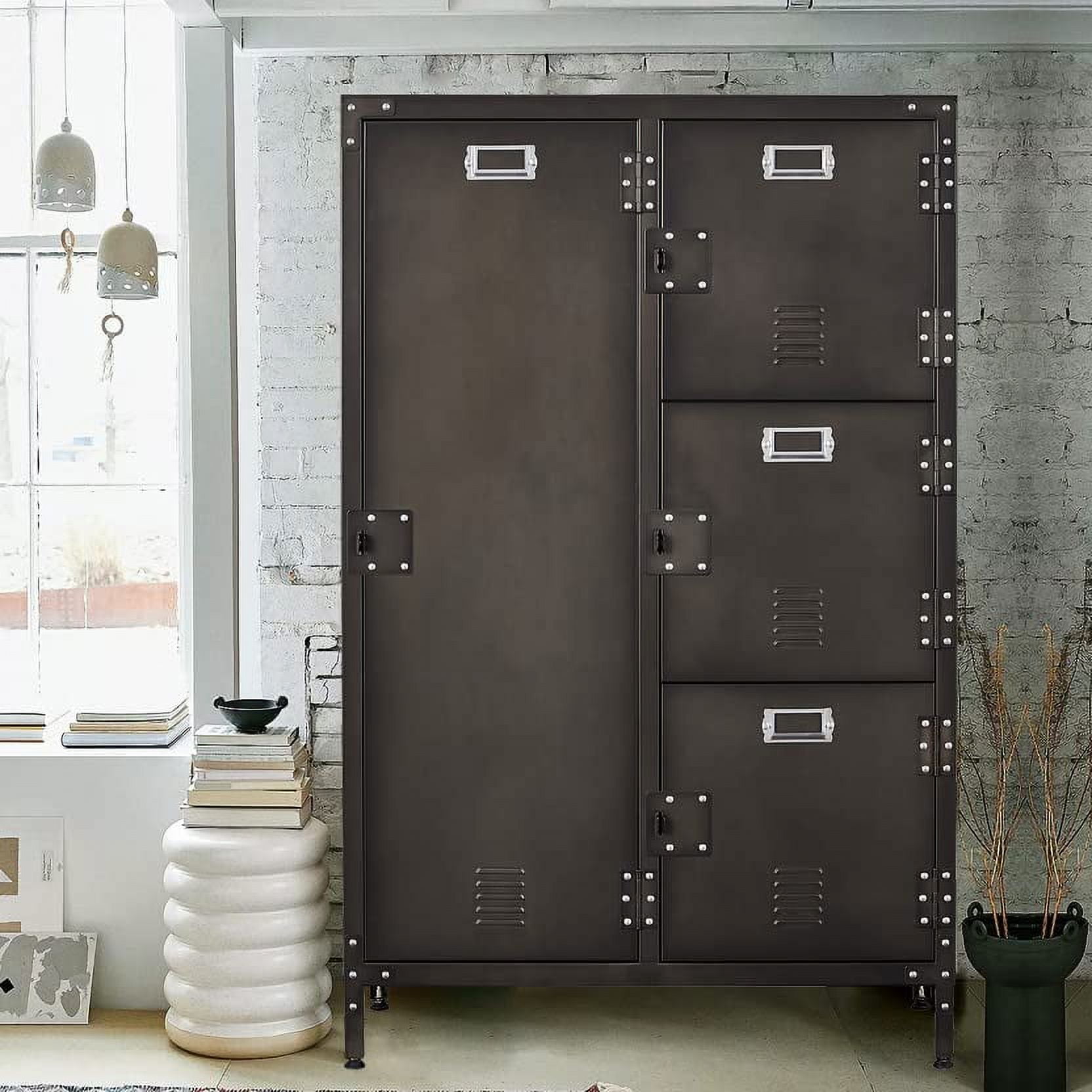 MIIIKO Wardrobe Closet with 2 Doors, 72" Metal Wardrobe Cabinet with ...