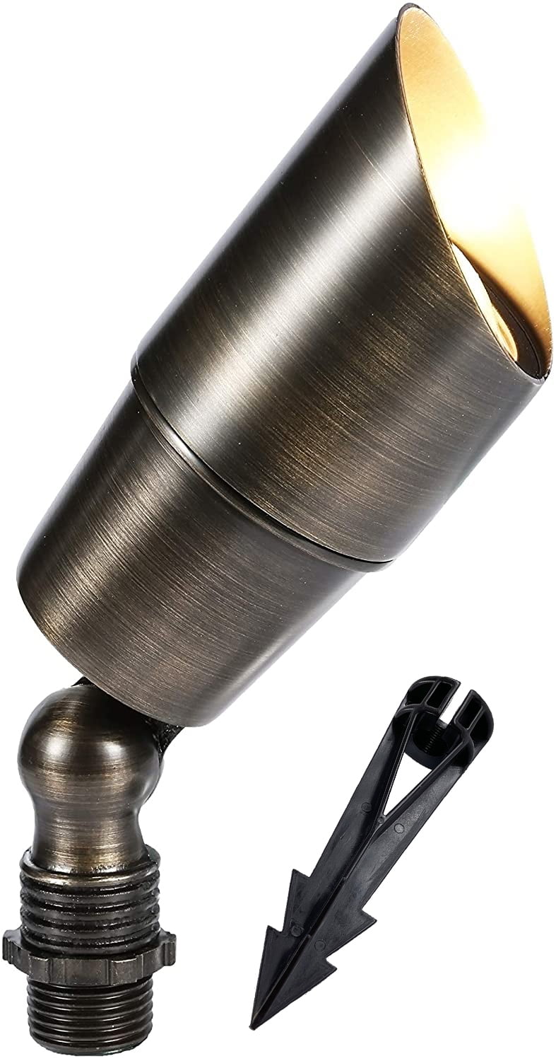 MIK Solutions 107 LED Spot Lights Outdoor Brass with 7W MR16 Bulb and ...