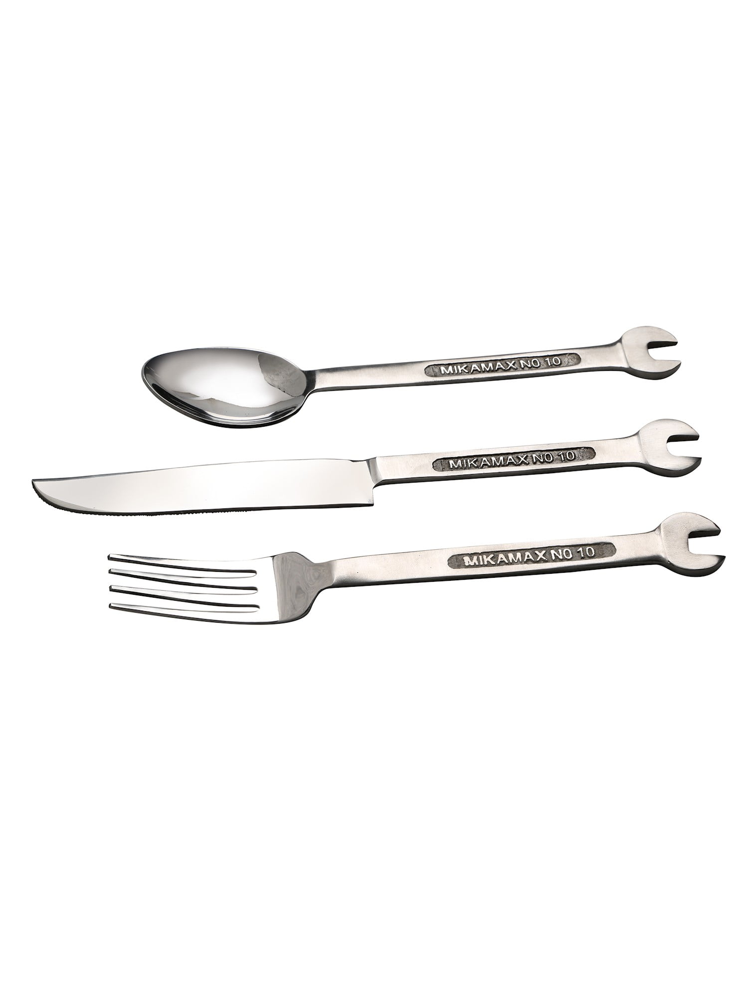 MIKAMAX #10 Wrench Flatware Set - 3-Piece Functional Hand Tool Spoon ...