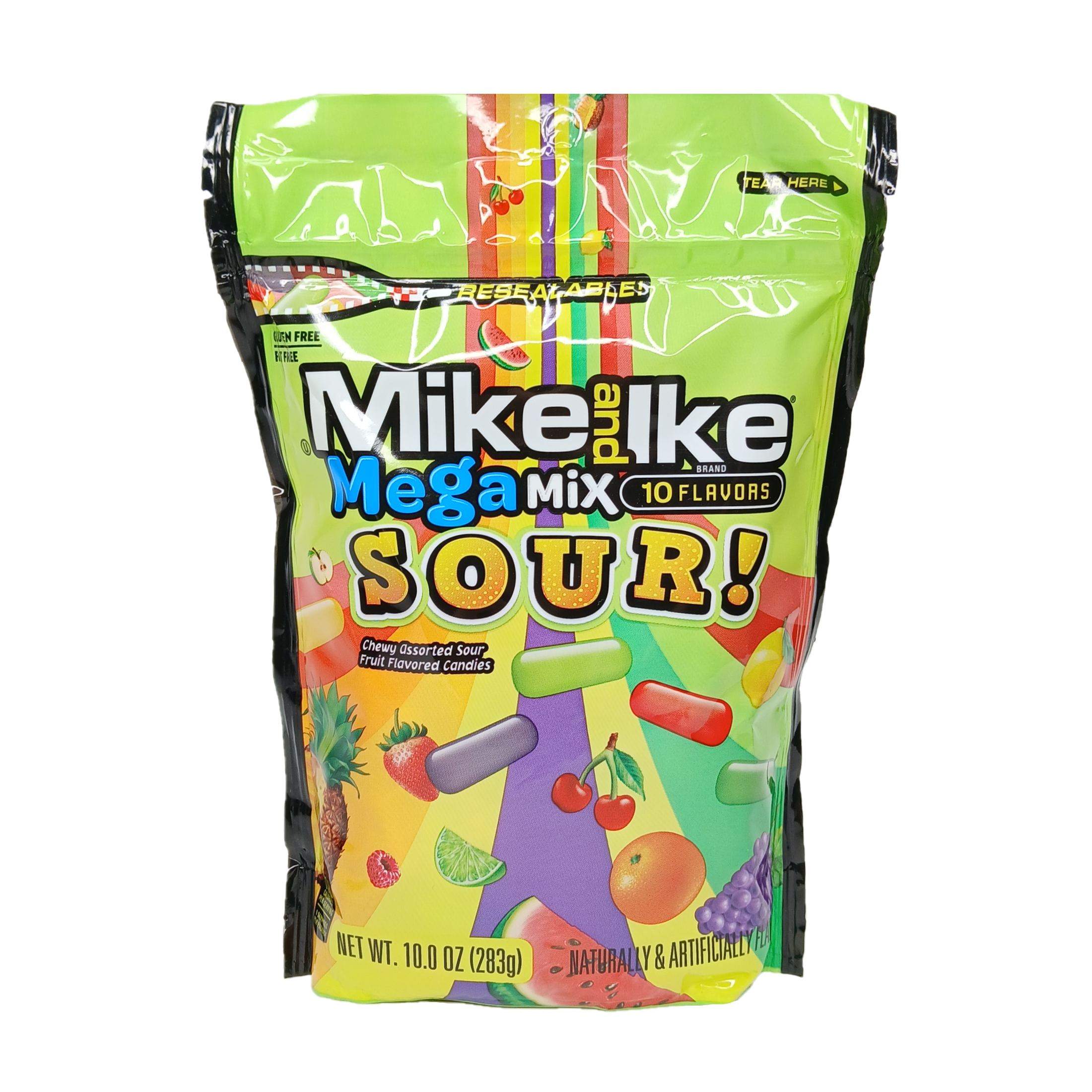 Mike and Ike Mega Mix Sour Assorted Fruit Flavored Chewy Candy, 10 oz ...