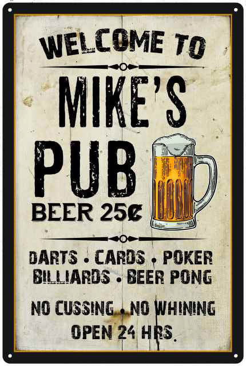 MIKE'S Pub Sign Vintage Man Cave Bar 12 x 18 Matte Finish Metal ...