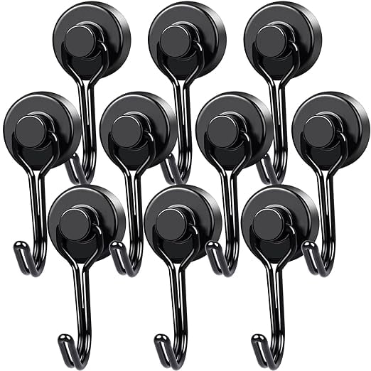 MIKEDE Magnetic Hooks, 40Lbs Heavy Duty Neodymium Magnet Hooks Black ...