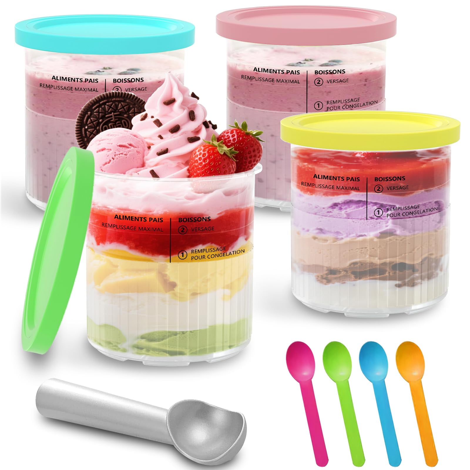 MIKESIER 24oz Ice Cream Containers Replacement for Ninja Creami Pints ...