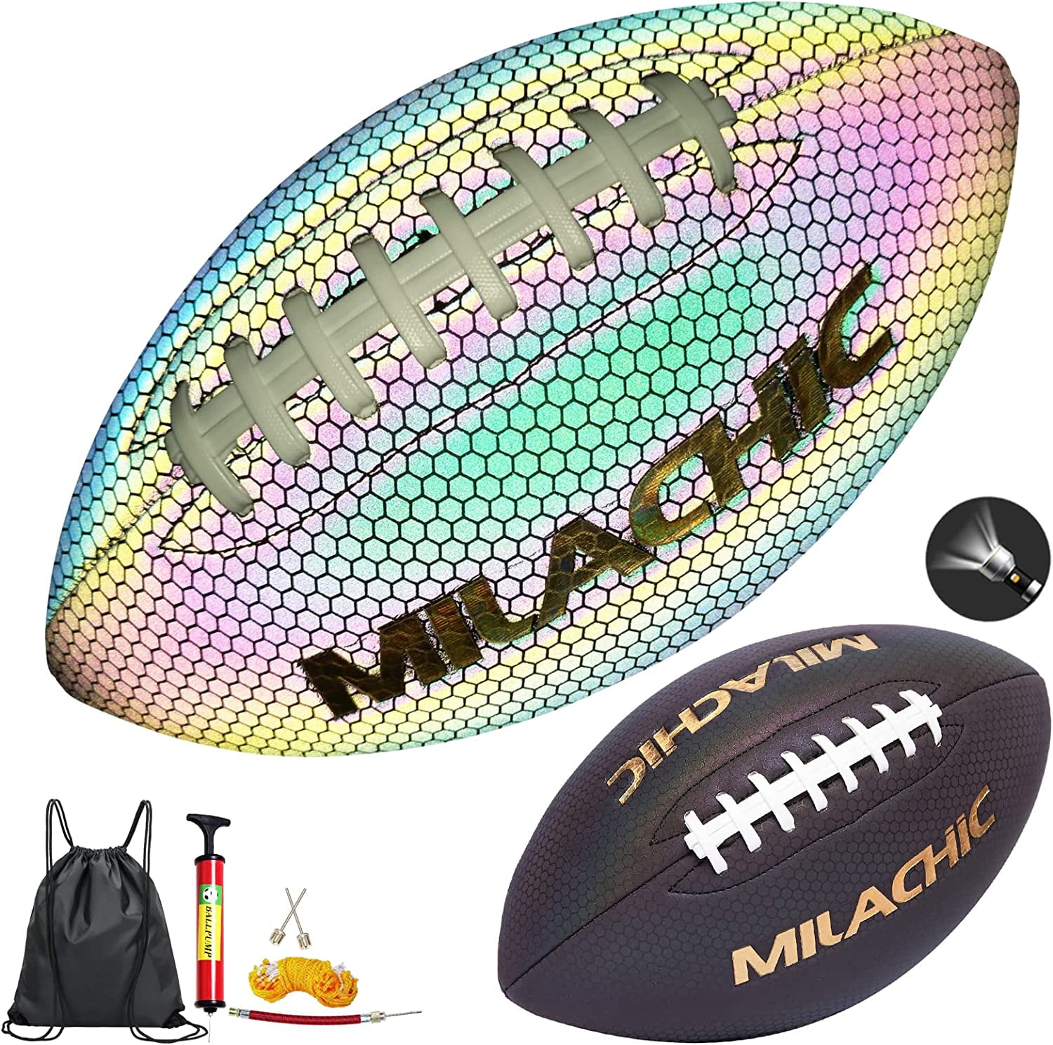 MILA CHIC Football, Holographic Football Reflective Glowing Footballs ...
