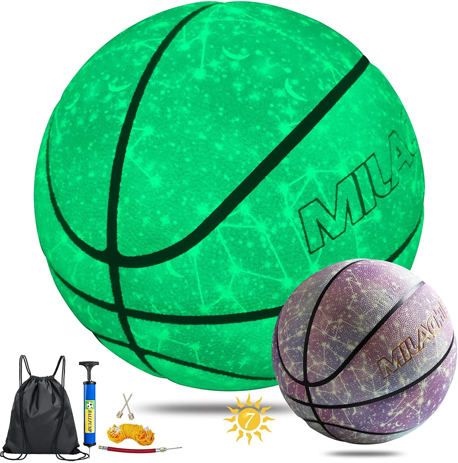 MILACHIC Glow in the Dark Basketball - Size 7, Indoor-Outdoor Night ...