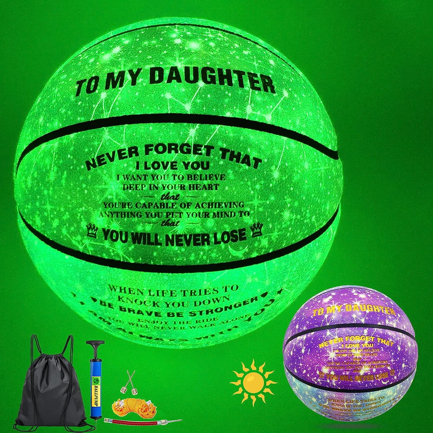 MILACHIC Glow in the Dark Basketball, Personalized to My Daughter ...