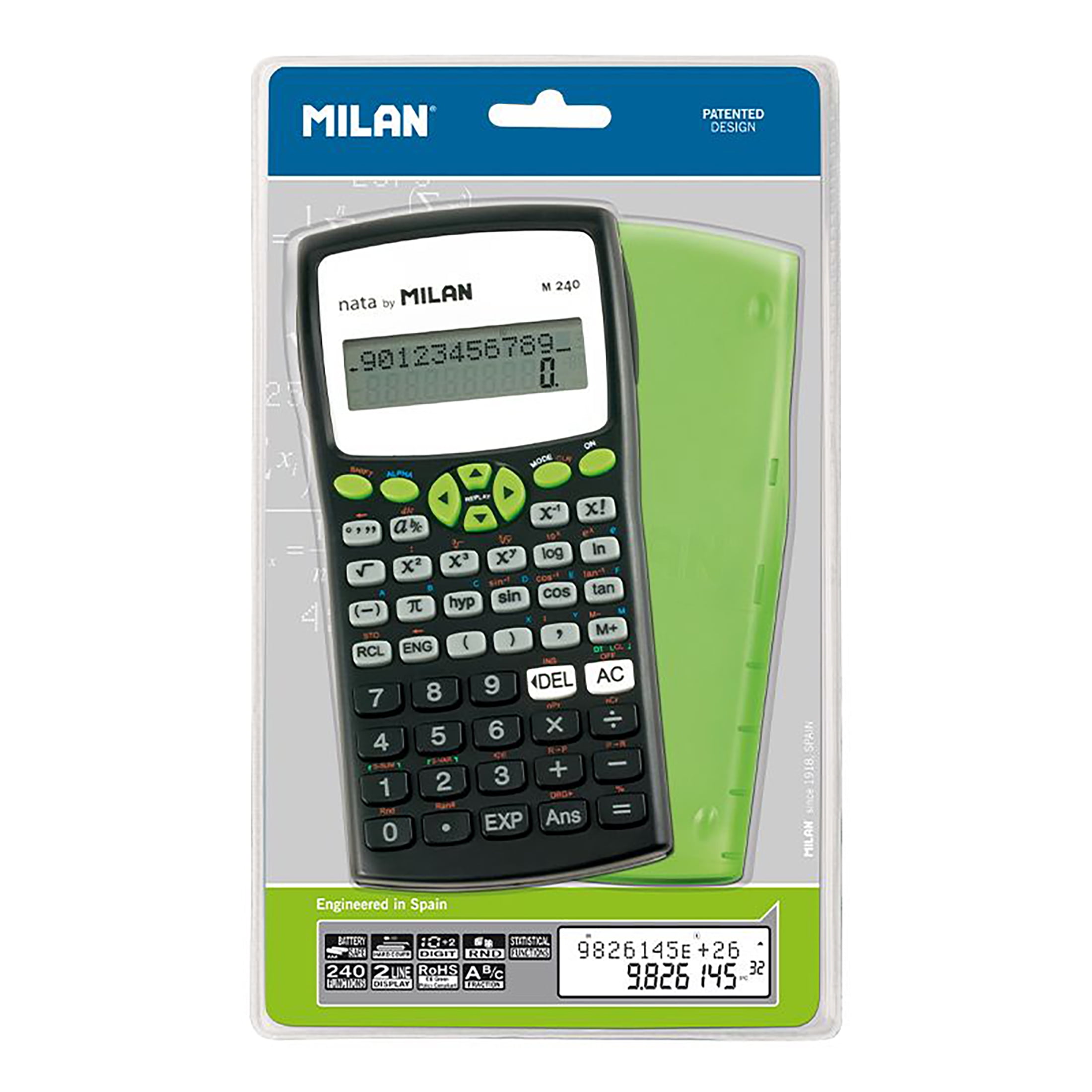 MILAN M240 Scientific Calculator with Case, Battery Power, Multicolor ...