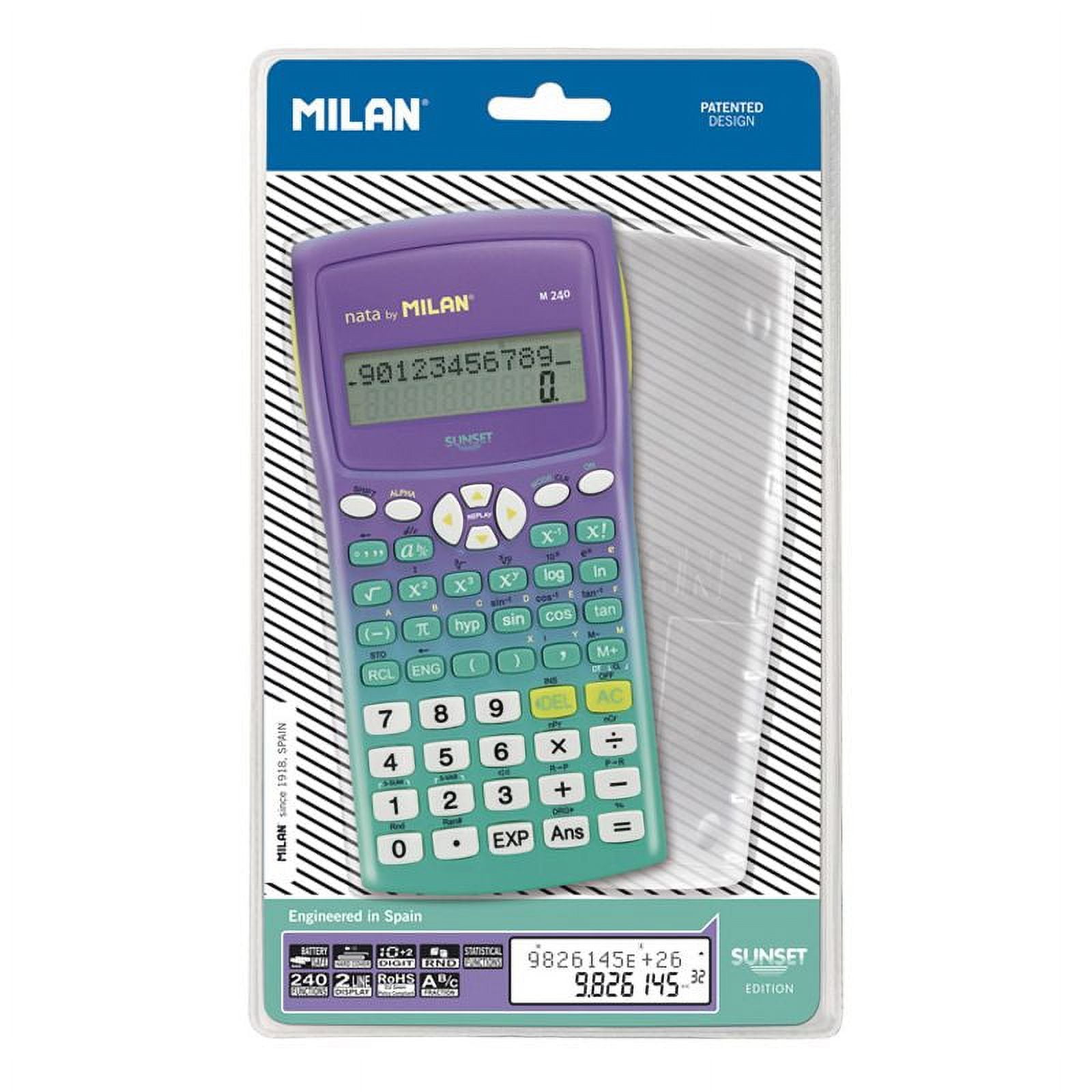 MILAN M240 Scientific Calculator with Case, Battery Power, Multicolor ...
