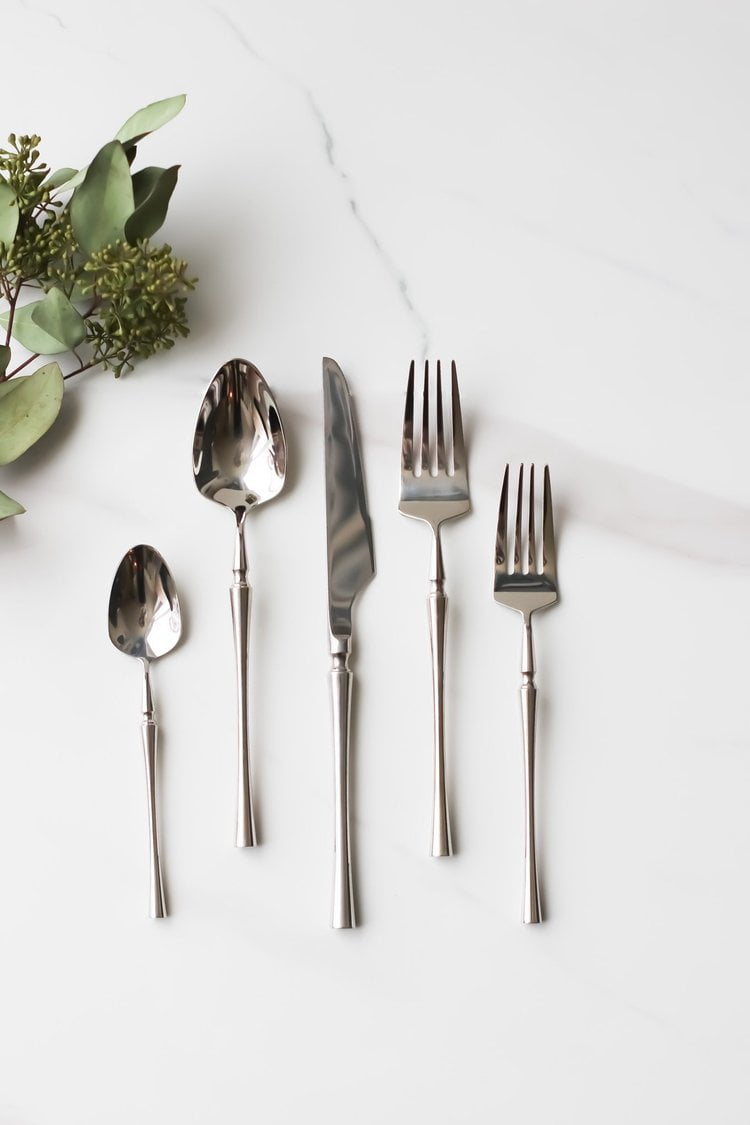 MILAN Mirror Silver Flatware Set – 5 Pieces | Marcel Ardani Polished ...