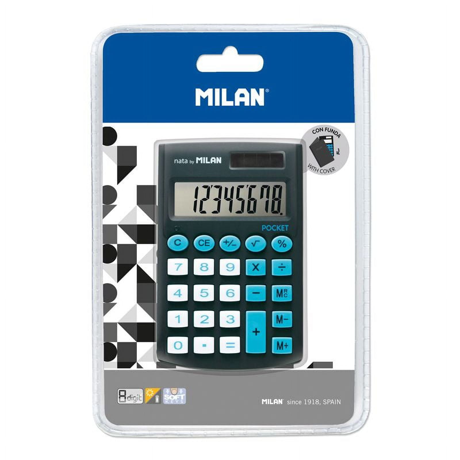 MILAN Pocket Basic Calculator with Case, Battery and Solar Power ...
