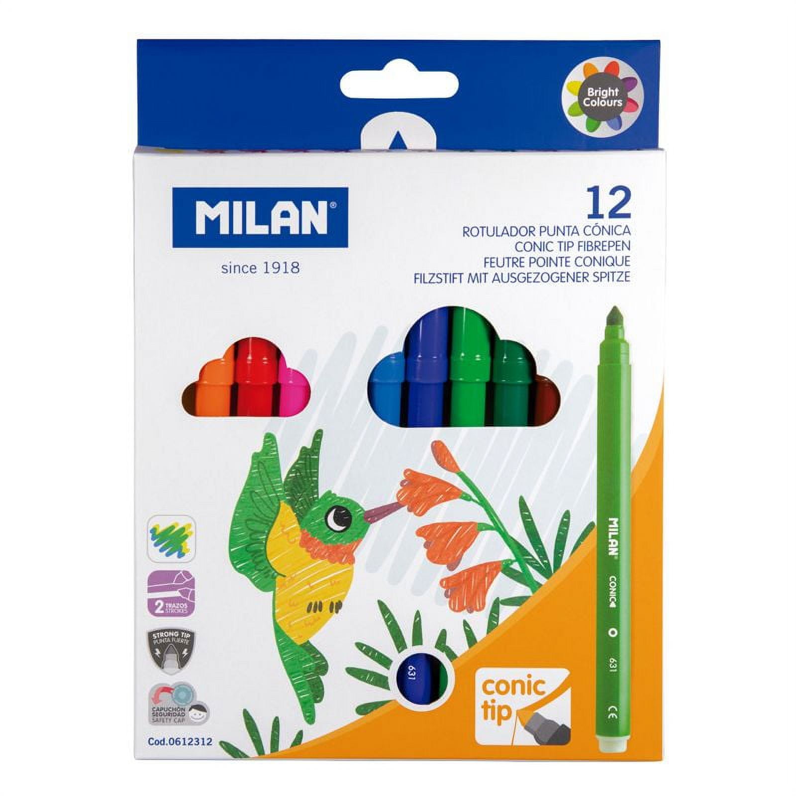 MILAN Water-based Marker Conical Tip Multicolor 12 Count Kids - Walmart.com