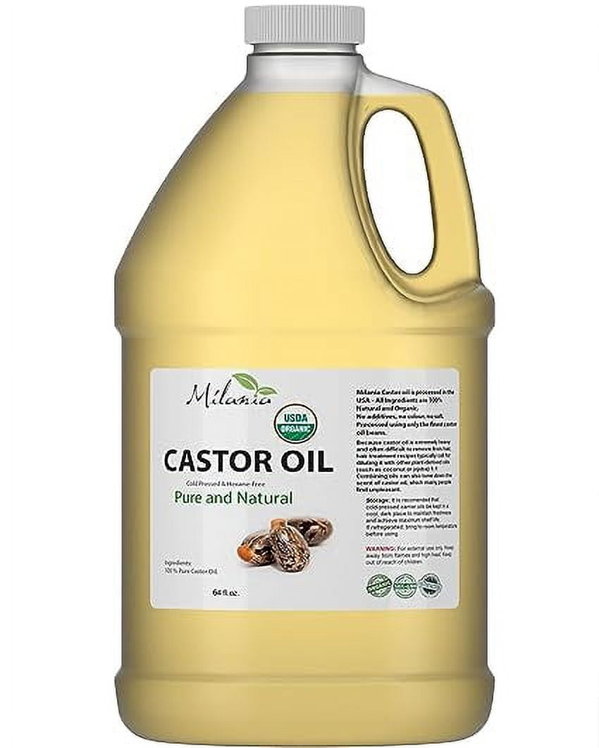 MILANIA Premium Organic Castor Oil - (64 fl. oz.) Pure and Hexane-Free ...