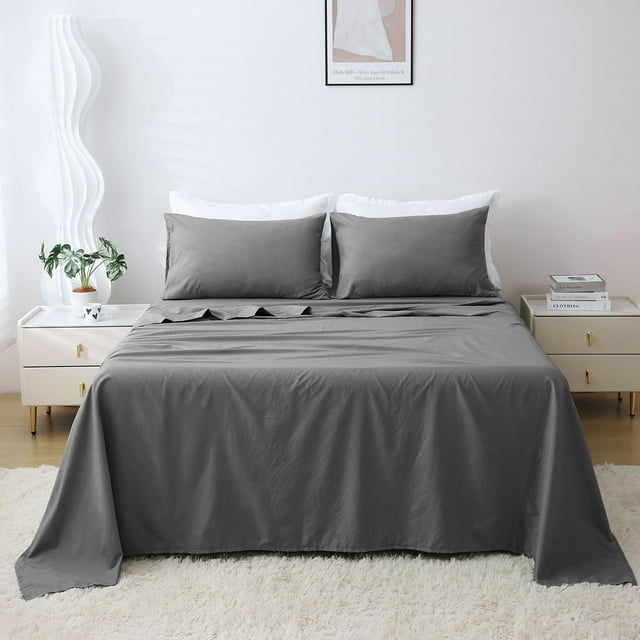 Mildly Grey King Size Luxury Soft Microfiber Bed Sheets Set 1800
