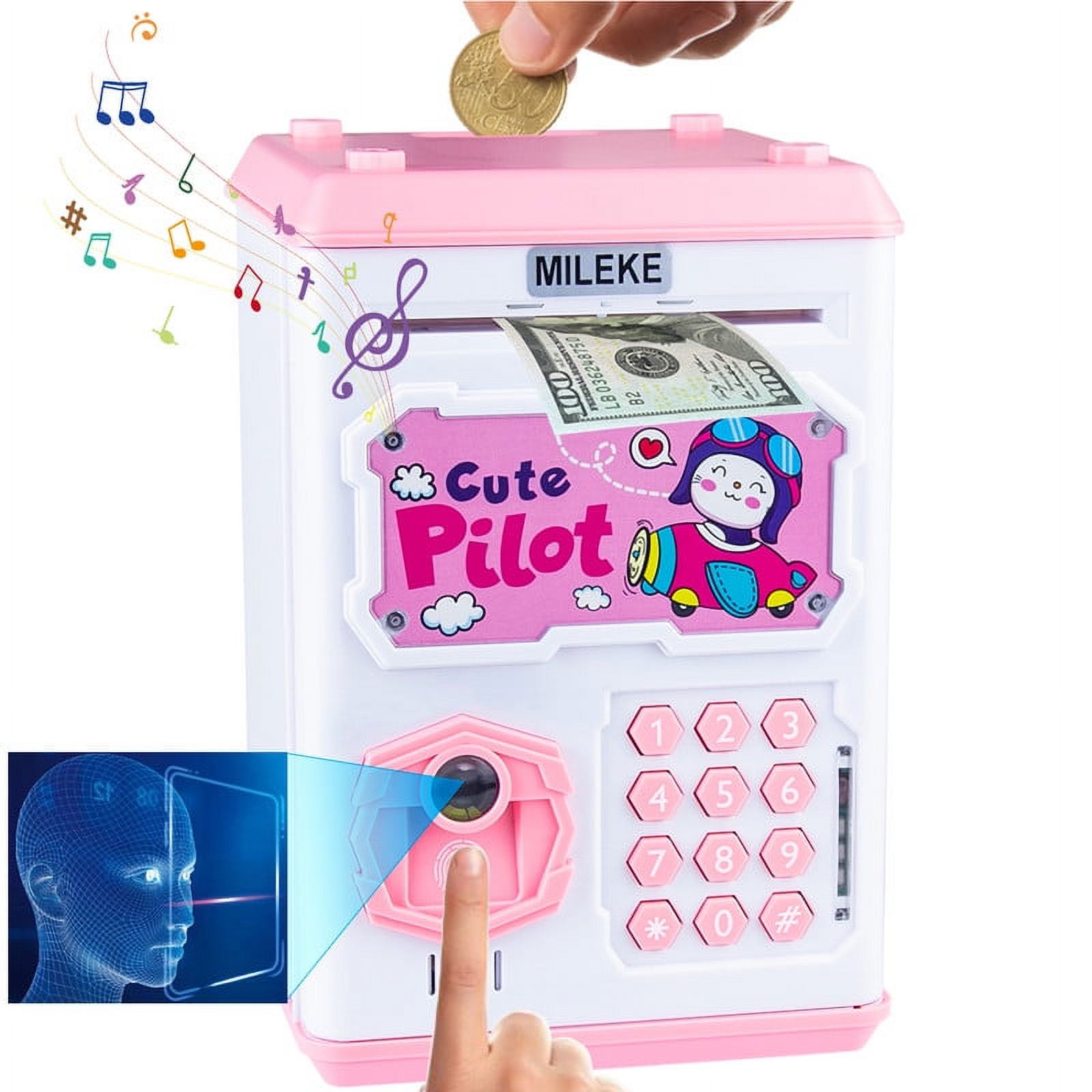 Pink ATM Savings Bank, Mini Kids ATM Savings Bank for Real Money, ATM ...