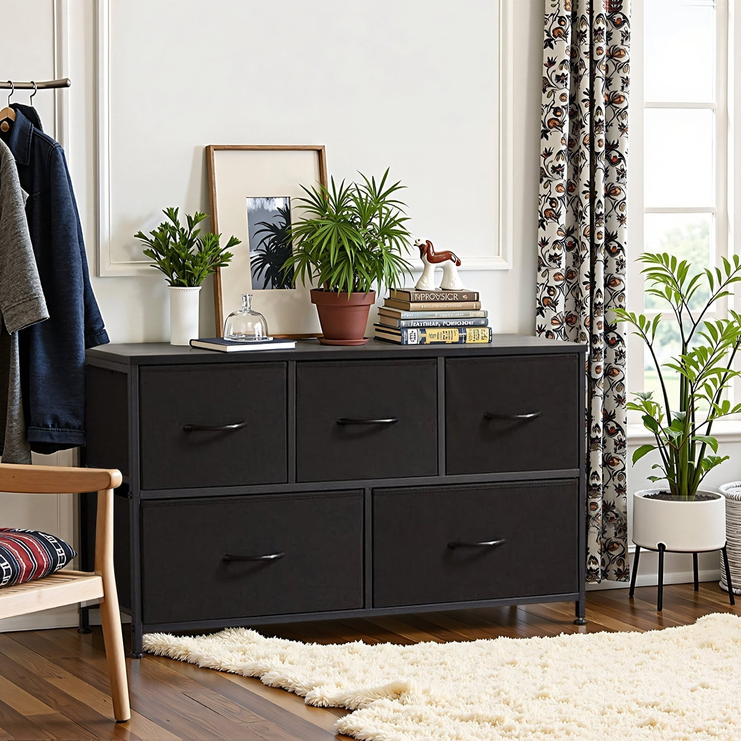 MILEMONT Dresser for Bedroom with 5 Drawers, Wide Chest of Drawers ...