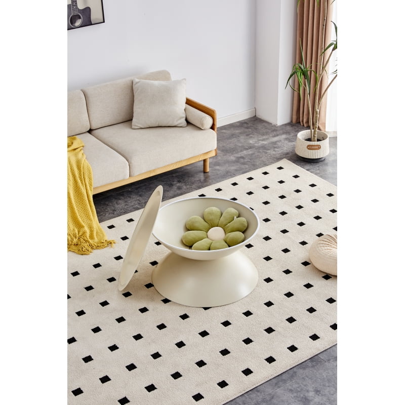 MILK WHITE coffee round tables with STORGE MOVABLE TABLE TOP ...