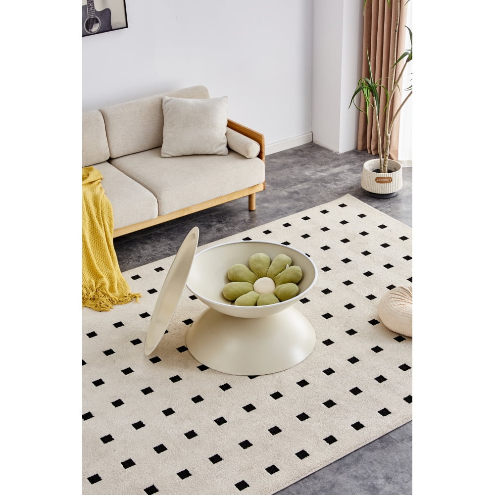 MILK WHITE coffee round tables with STORGE MOVABLE TABLE TOP ...