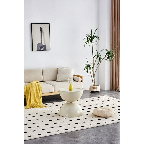 MILK WHITE coffee round tables with movable storage table top and ...