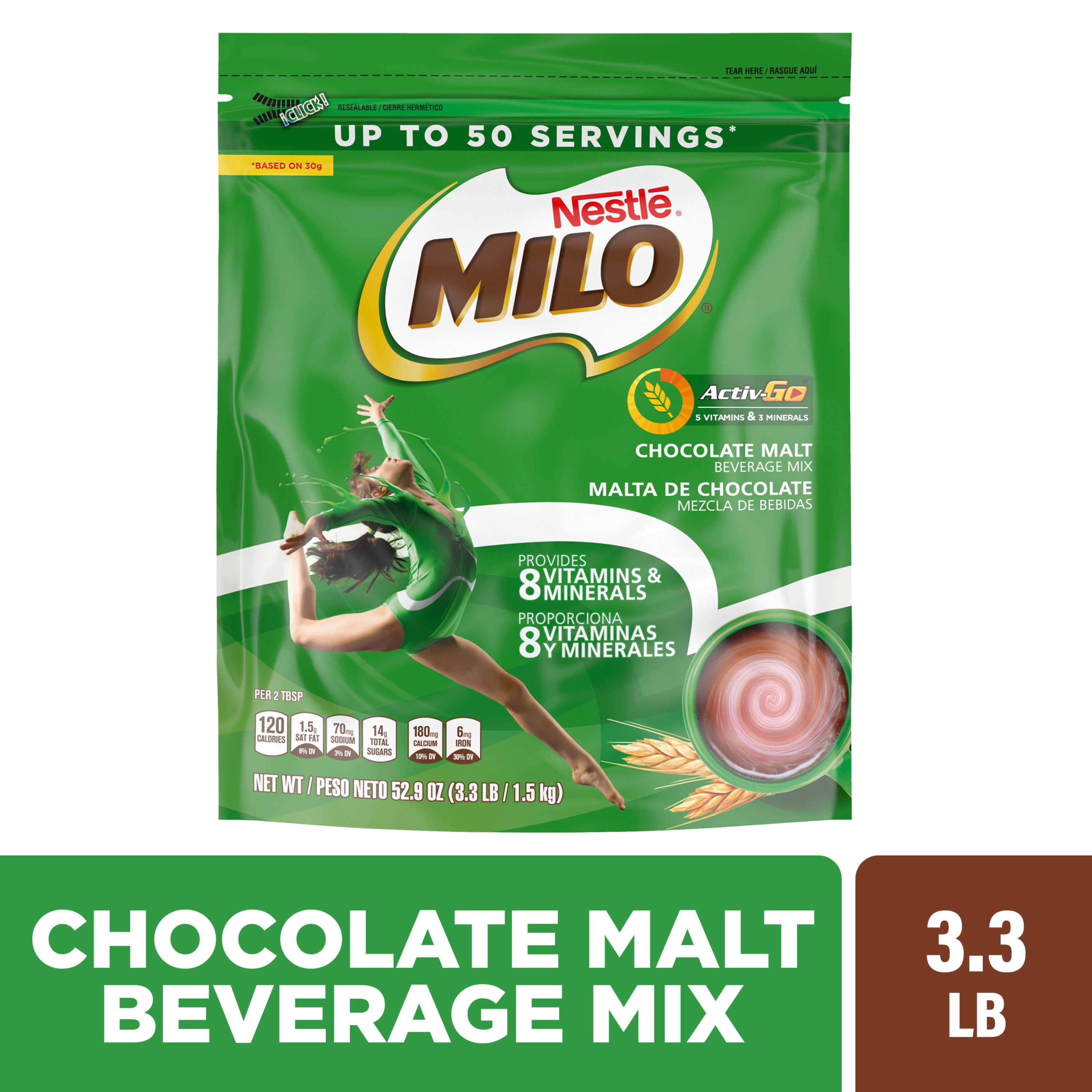MILO Activ-Go Chocolate Malt Powder Drink Mix 3.3 lb. - Walmart.com