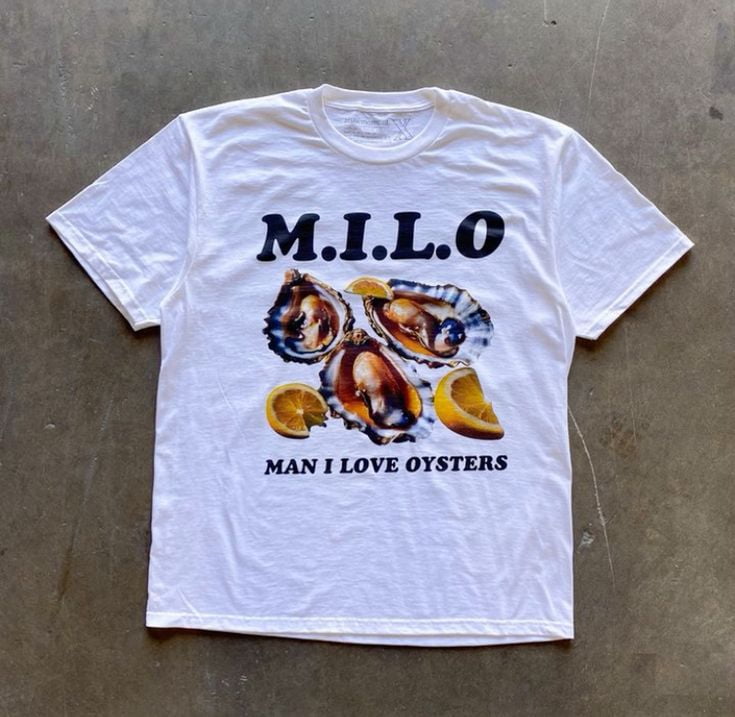 MILO Man I Love Oysters Graphic Tee Featuring Realistic Oyster and Lemon Artwork Perfect for ...