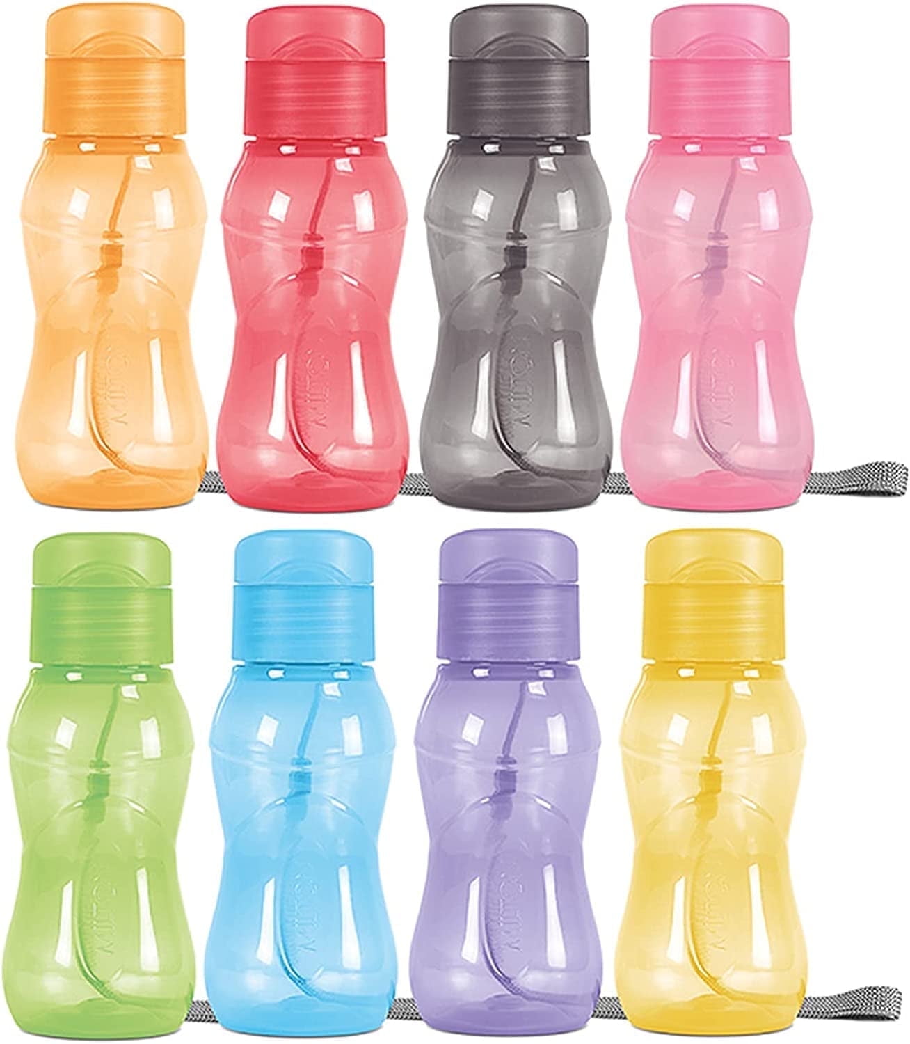 MILTON 8-Pc Refillable Sports Water Bottles, 6.5 Oz Plastic Bottles ...
