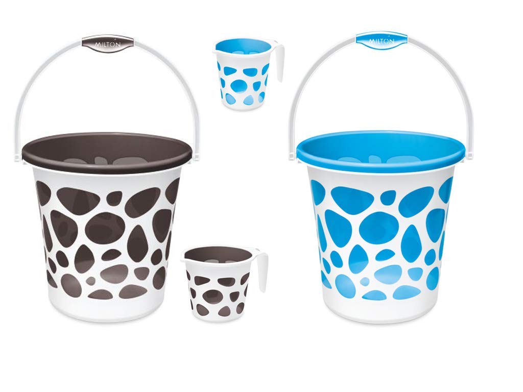 MILTON Double Body Duplex Plastic Bucket with Mug Set of 2 Pieces 20 L ...
