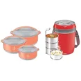 MILTON Futron Stainless Steel Electric Lunch Box, (4 Containers), Red ...