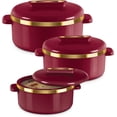 MILTON 3-Piece Insulated Hot & Cold Casserole Set 2.1/1.5/1 qt, Maroon ...