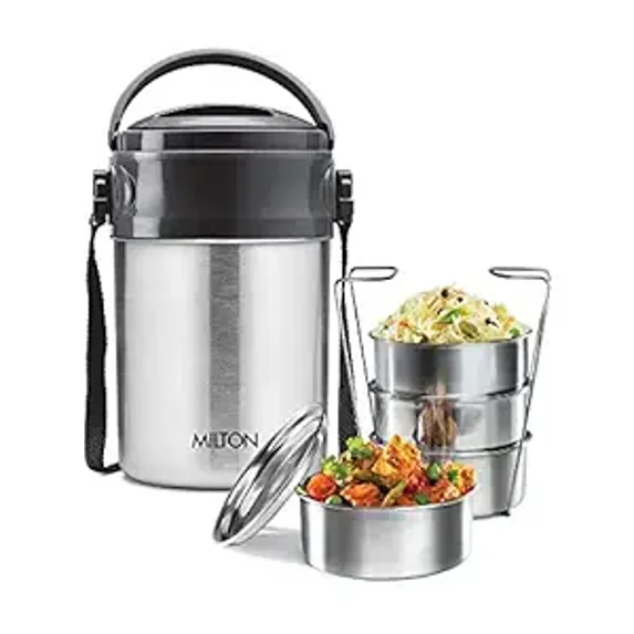MILTON Steel On 4 Tier Insulated Tiffin Box, Silver - Walmart.com
