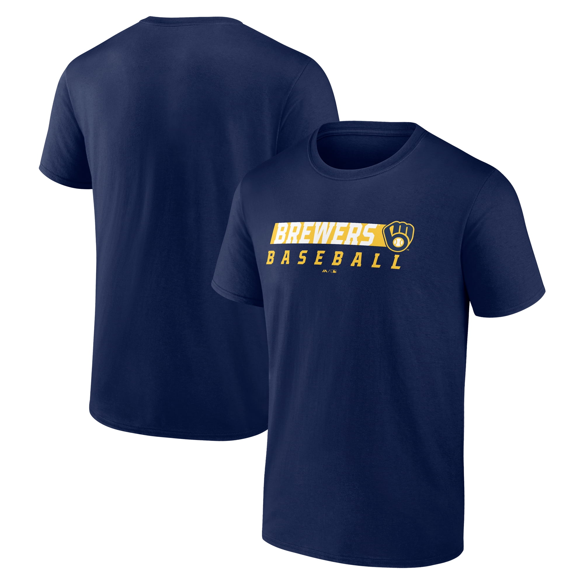 Milwaukee Brewers Men's Navy Double Down Cotton T-Shirt, Up to Size 3XL ...