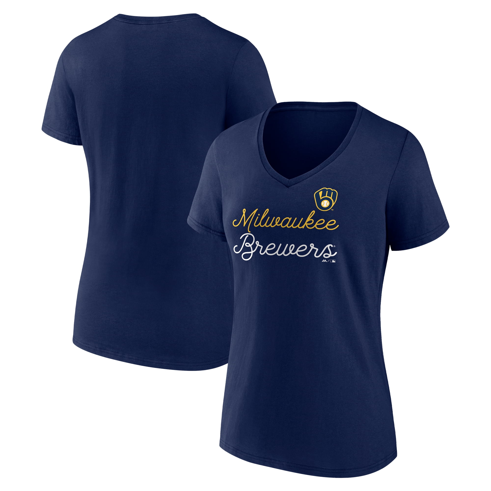 Milwaukee Brewers Women’s Navy Beat The Best V-Neck T-Shirt, Up to Size ...