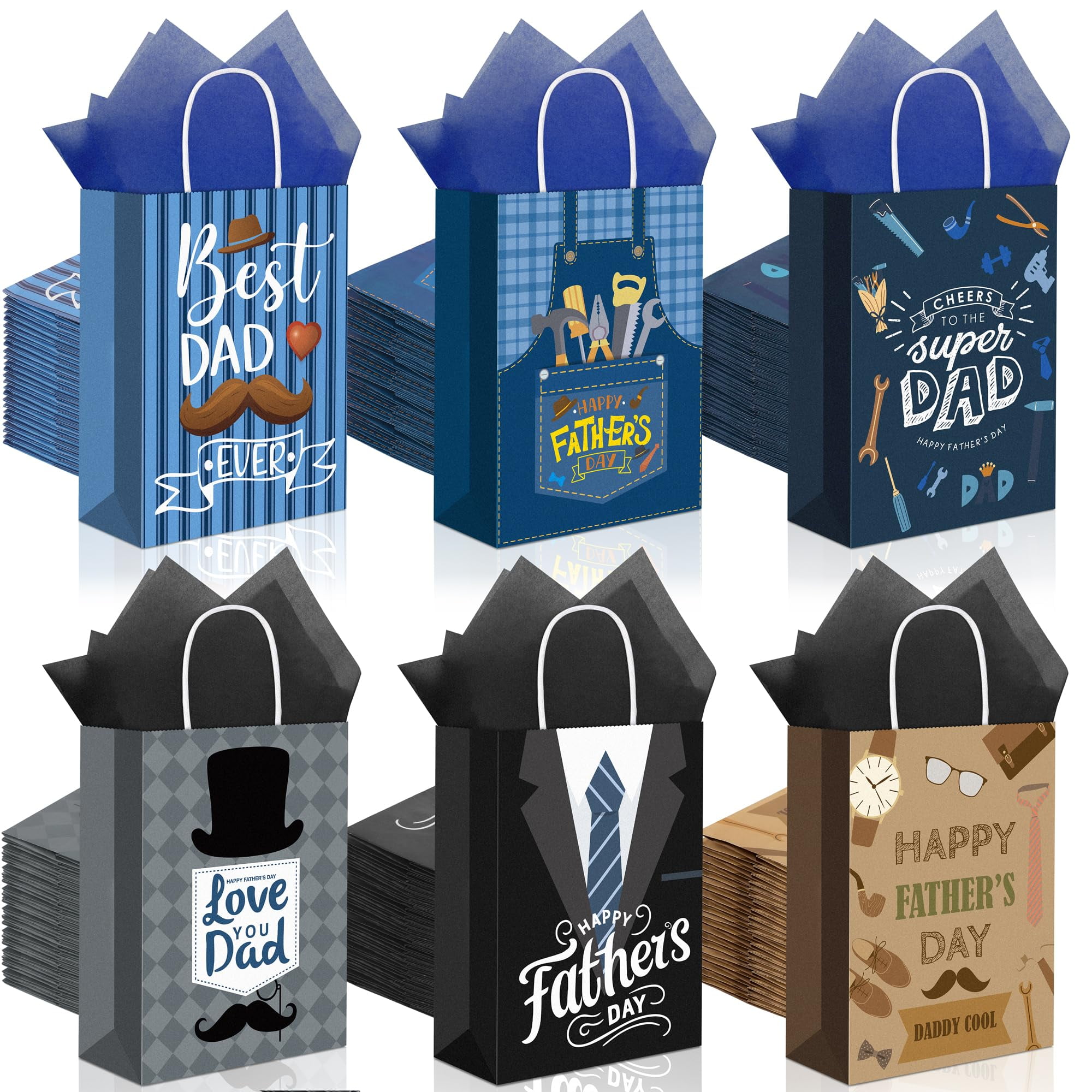 MIMIND 48 Pack Father's RRF12 Day Gift Bags with Handle Happy Father’s ...
