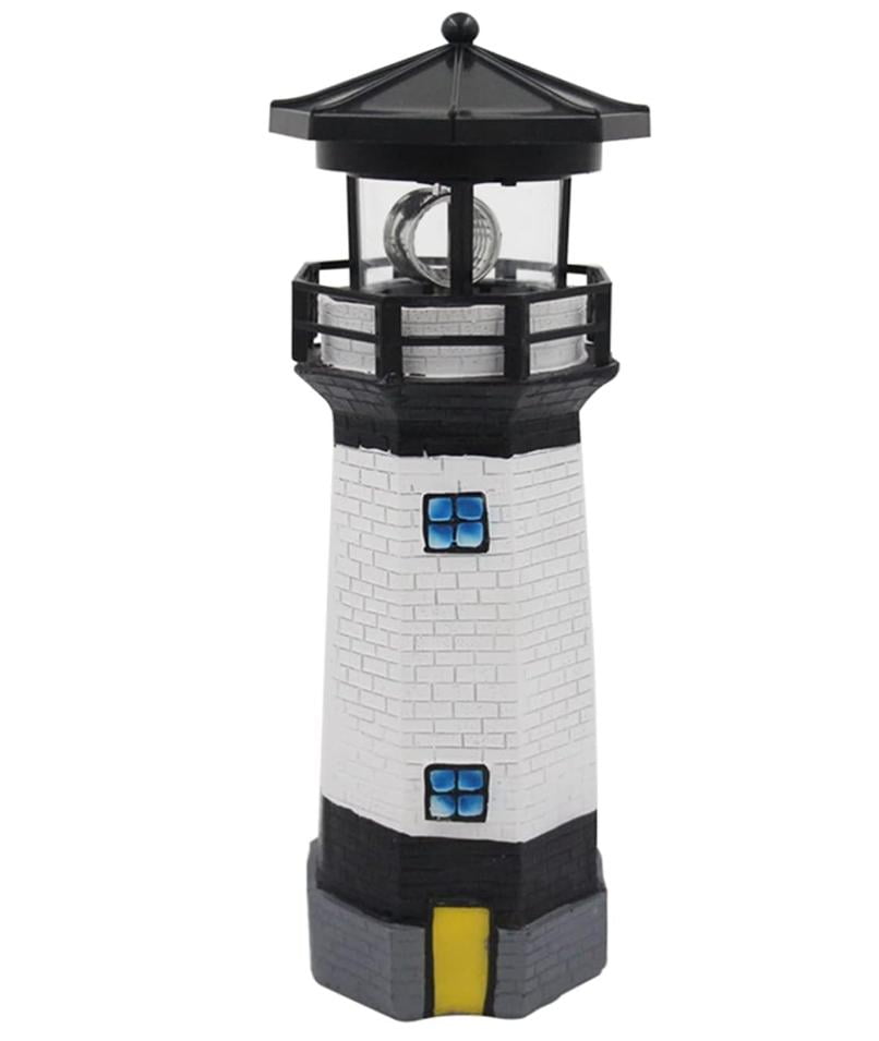 MIMISTIDIO Garden Solar Lighthouse LED Lamp – Waterproof Rotating Light ...