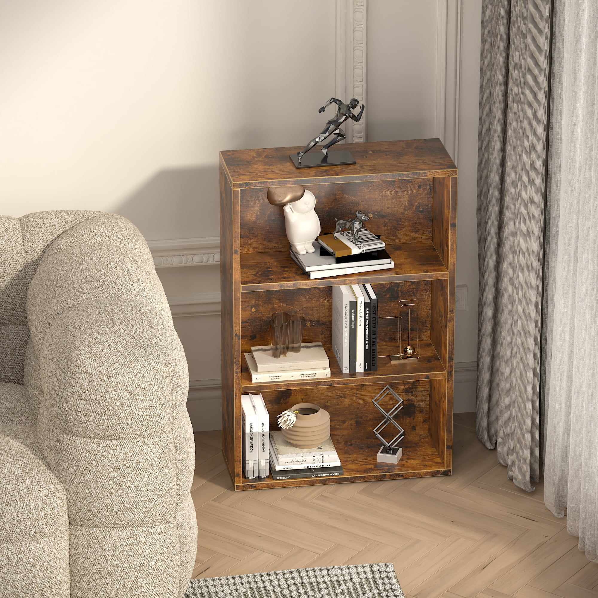 MIN EN WIN 3-Tier Bookcase, Book Shelf, Open Storage Shelf, for Living ...