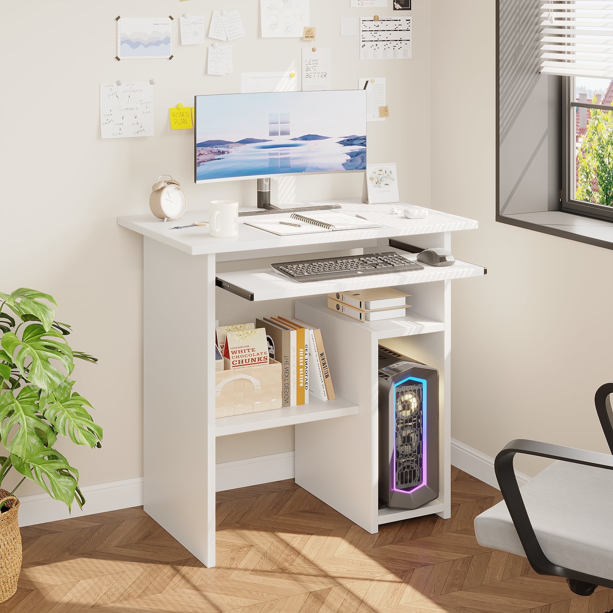 MIN EN WIN Small Computer Desk for Home Office - Compact Desktop PC and ...