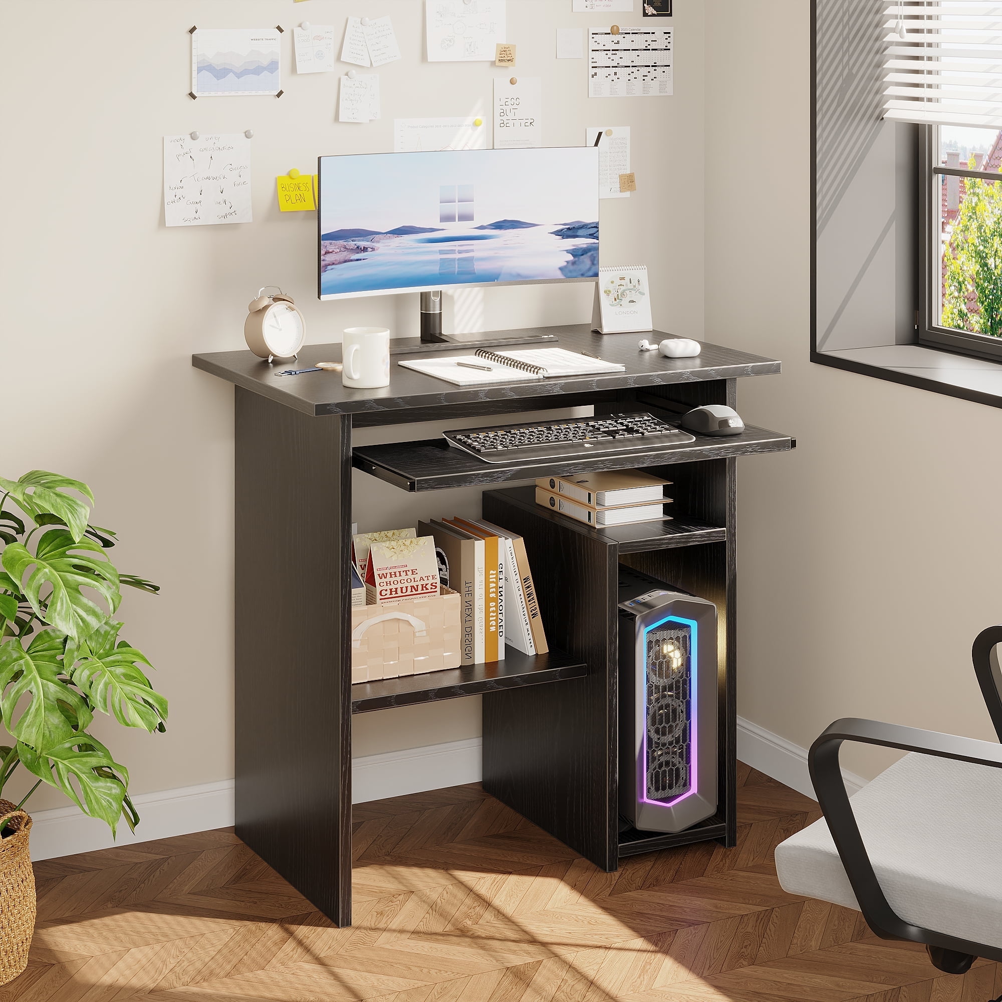 MIN EN WIN Small Computer Desk for Home Office - Compact Desktop PC and ...